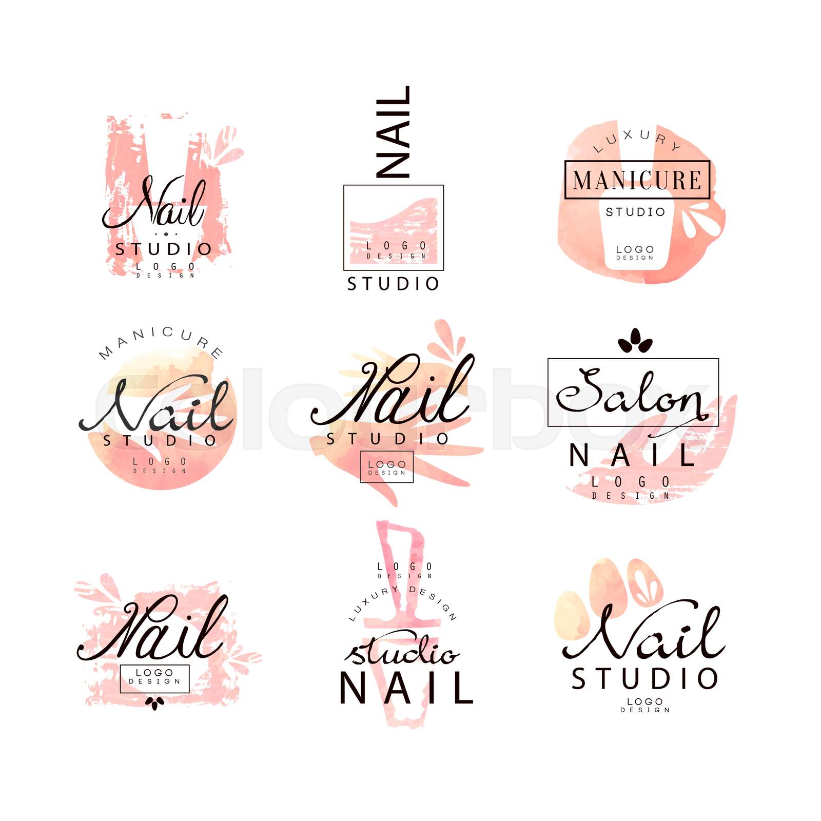 Nail studio logo design set, creative templates for nail bar, beauty ...