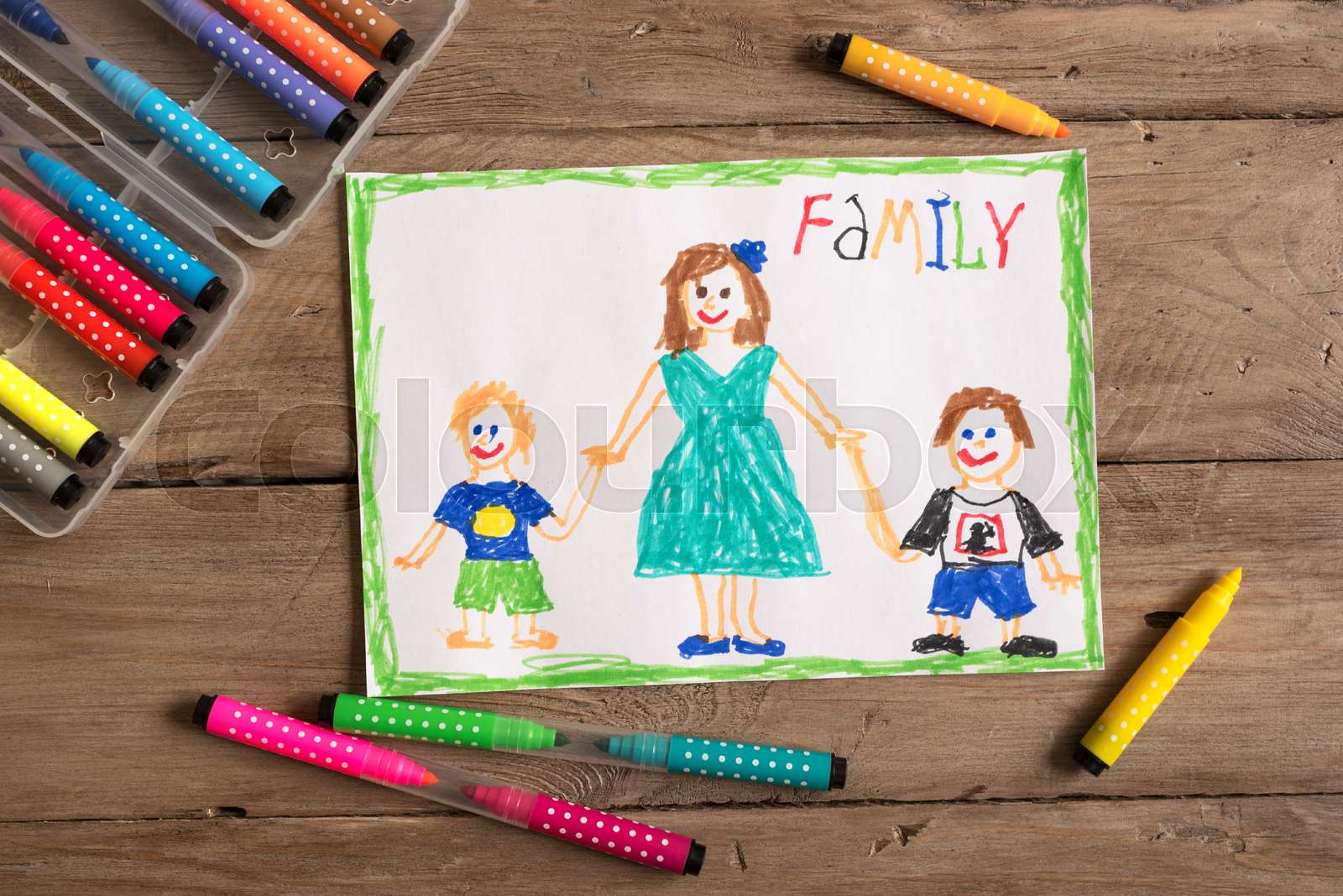 Incomplete family drawing | Stock image | Colourbox