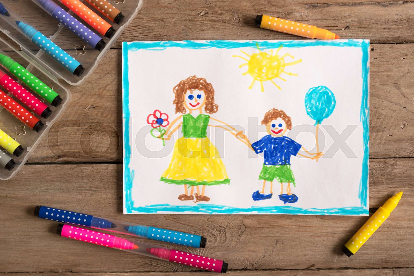 Incomplete family drawing | Stock image | Colourbox