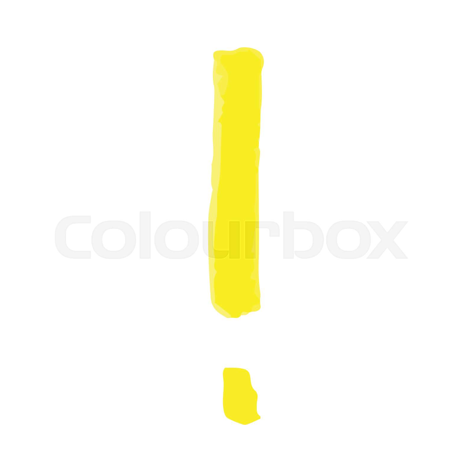 Hand written exclamation mark with a yellow marker or highlighter ...