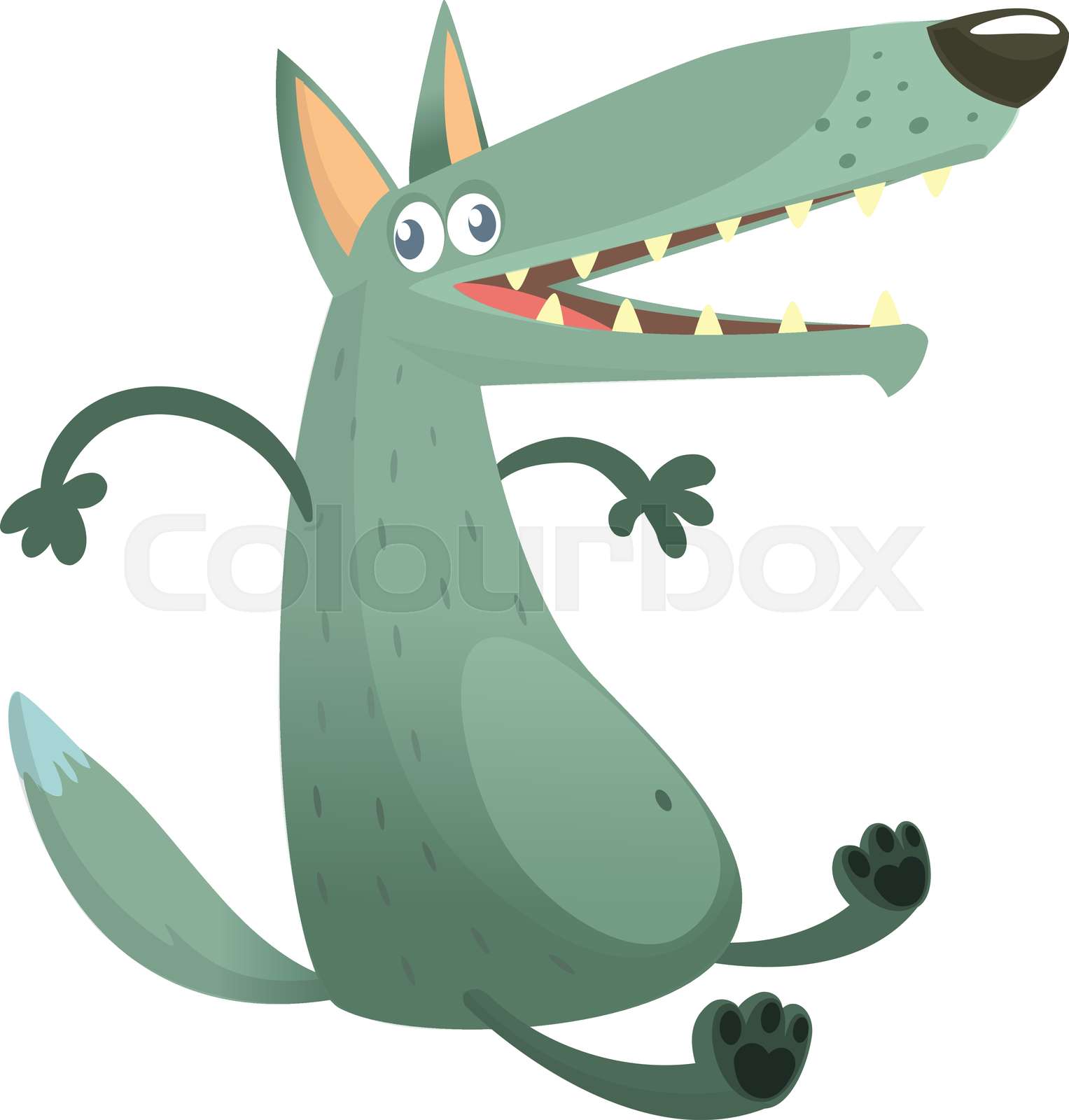 Cute and funny cartoon wolf character illustration | Stock vector ...