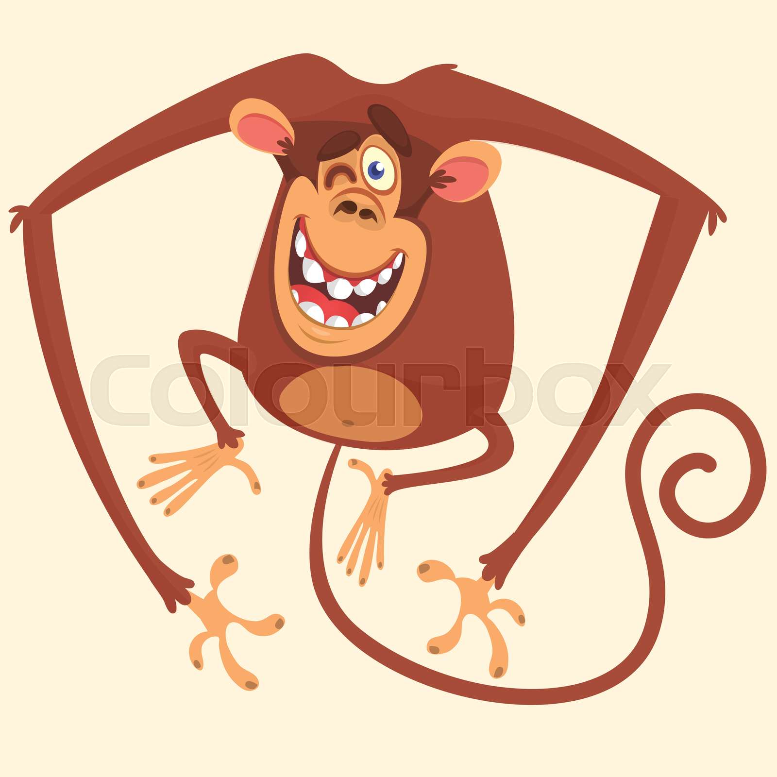 Cute monkey blinking cartoon | Stock vector | Colourbox