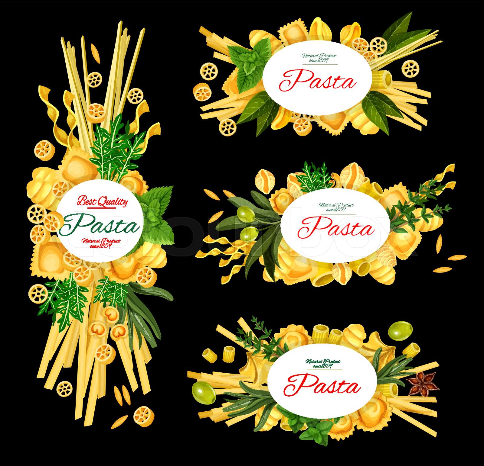 Italian pasta, premium restaurant menu | Stock vector | Colourbox