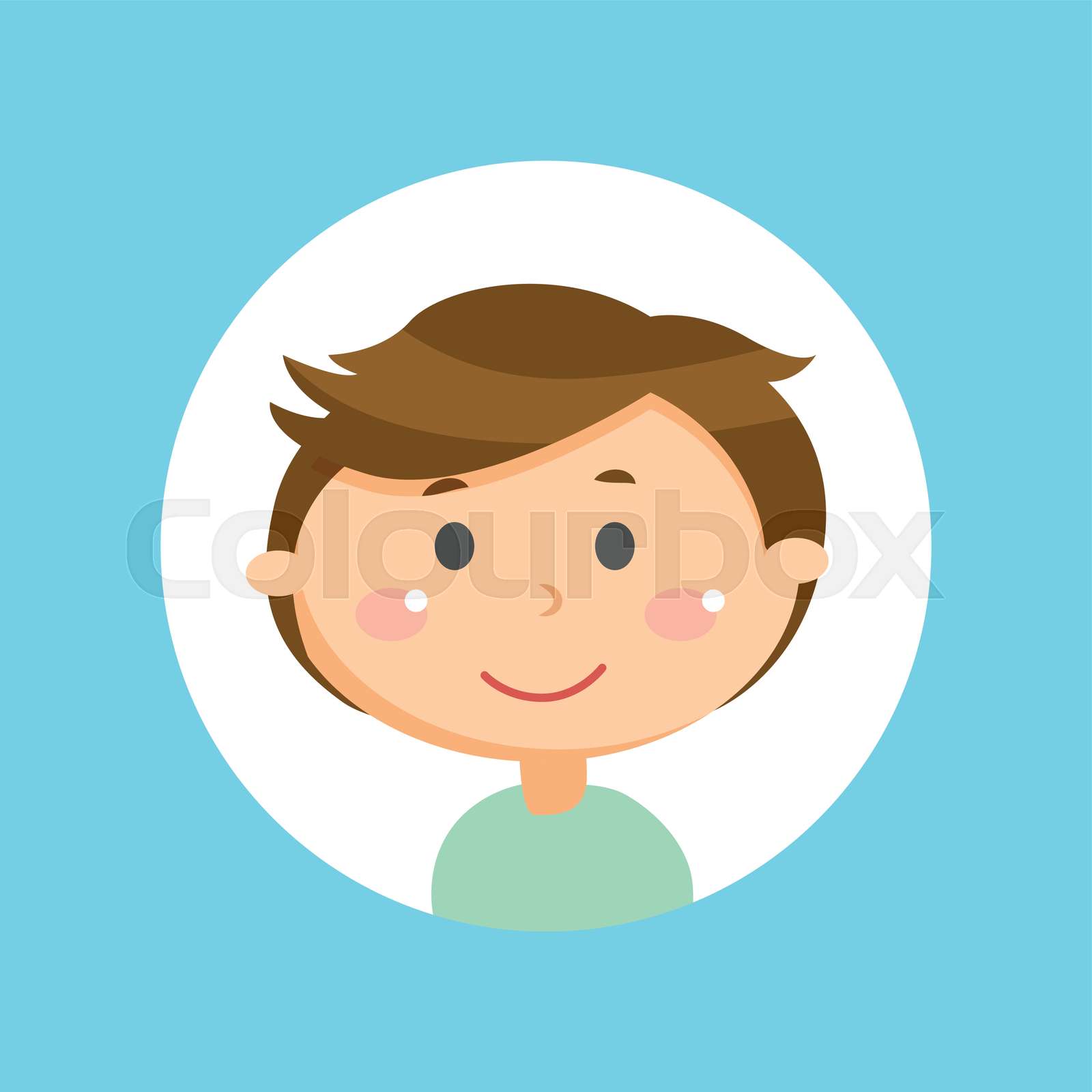 Boy Portrait, Child or Schoolboy with Round Head | Stock vector | Colourbox