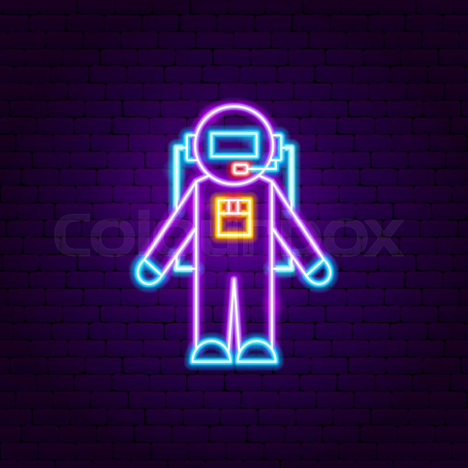 Astronaut Neon Label | Stock vector | Colourbox