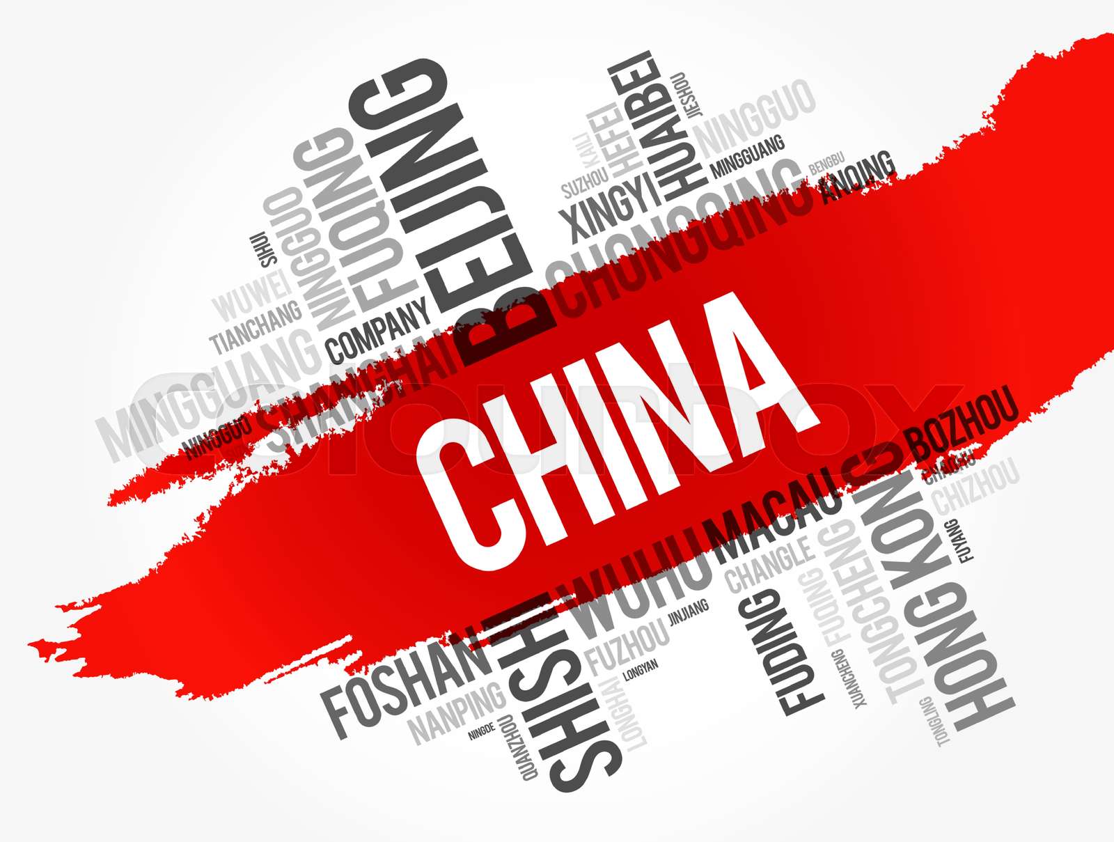 List of cities in China, word cloud collage | Stock vector | Colourbox