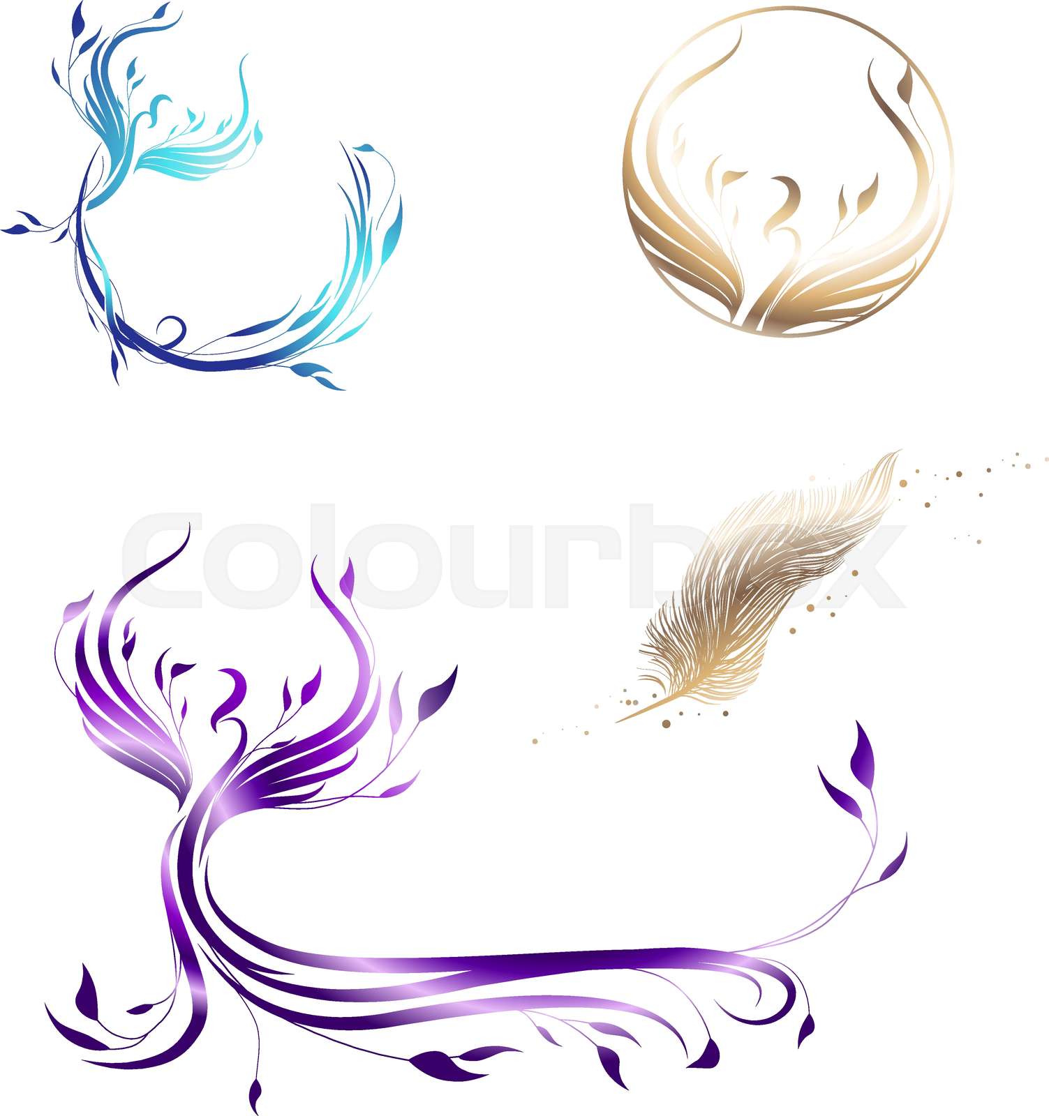 Phoenix and feather | Stock vector | Colourbox