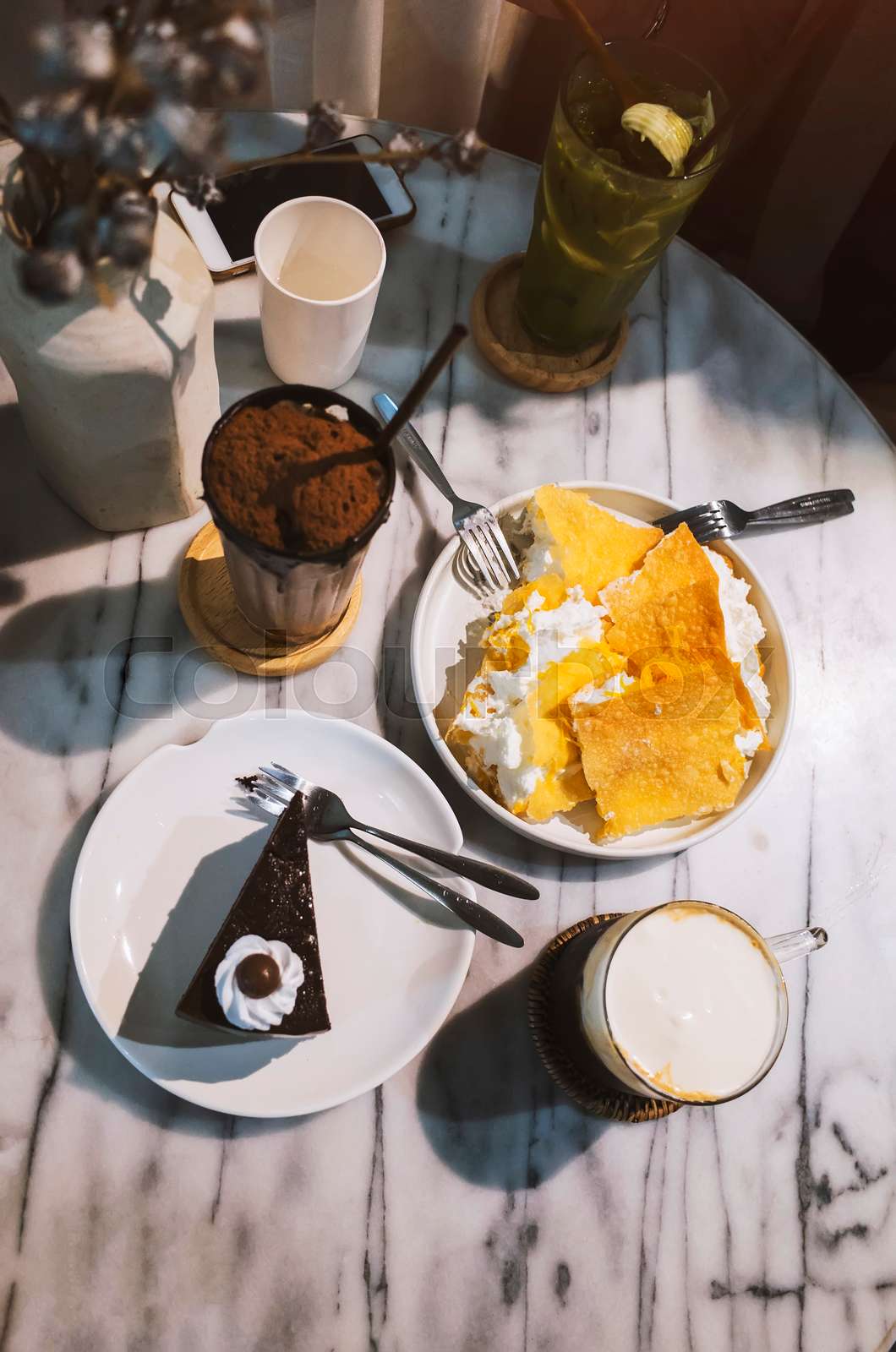 Crispy Roti with Thai Sweet and Whipped Cream | Stock image | Colourbox
