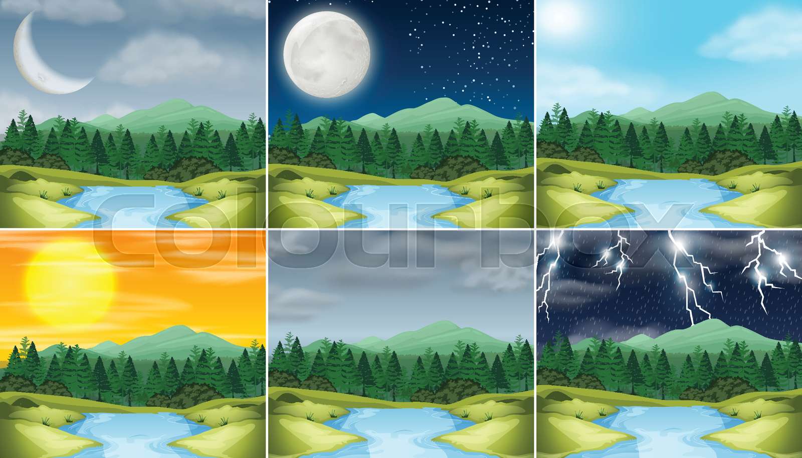 Set of nature landscape different climate | Stock vector | Colourbox