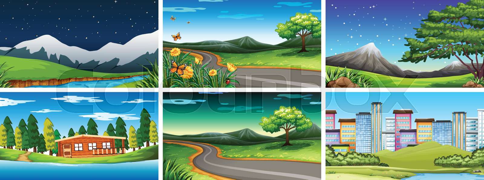 Set of different nature scenes | Stock vector | Colourbox