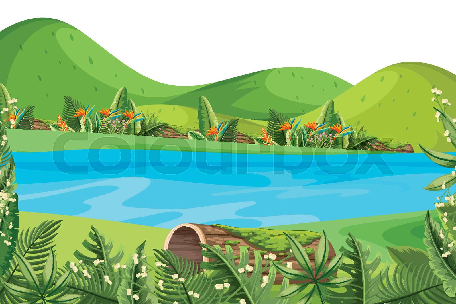paisaje, flor, cerro | Vector de archivo | Colourbox