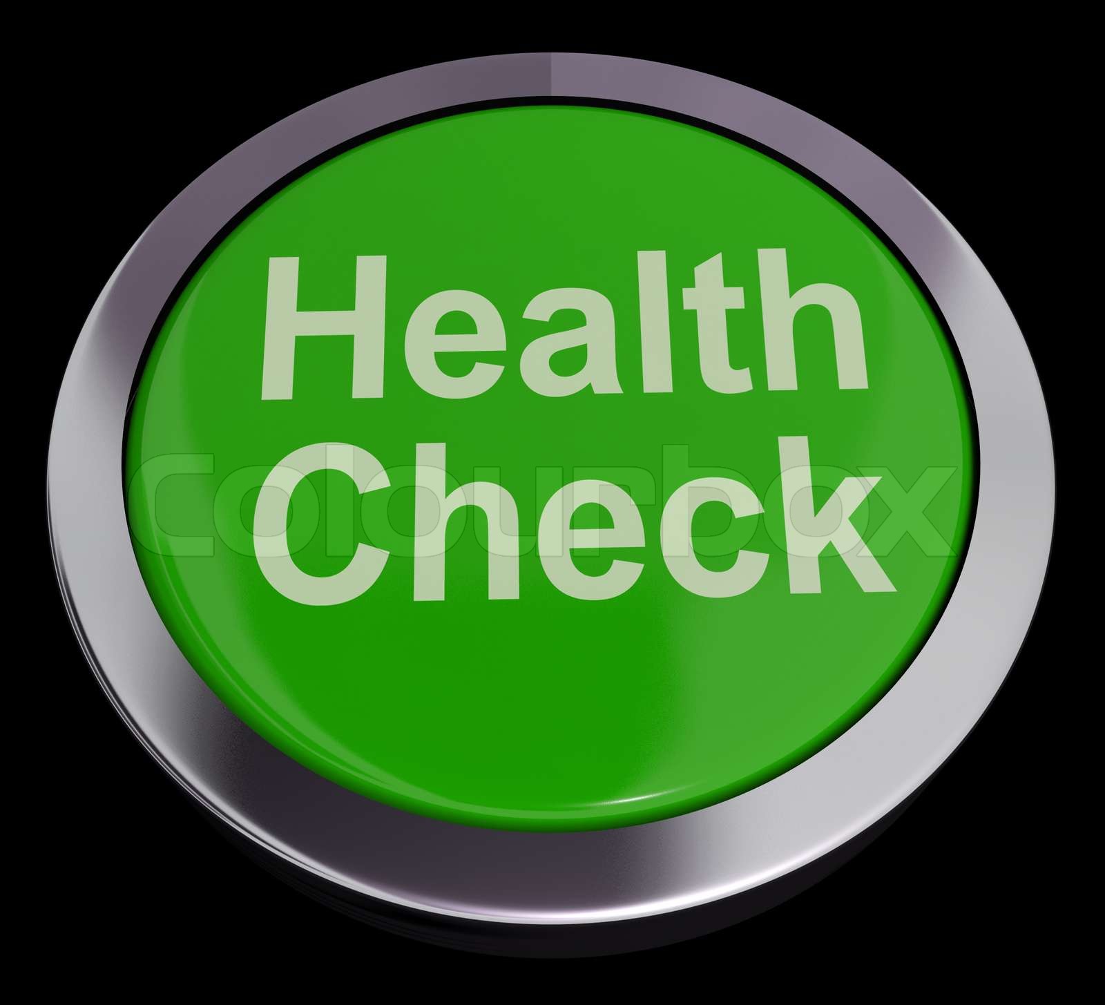 Health Check Button In Green Showing Medical Examination | Stock image ...