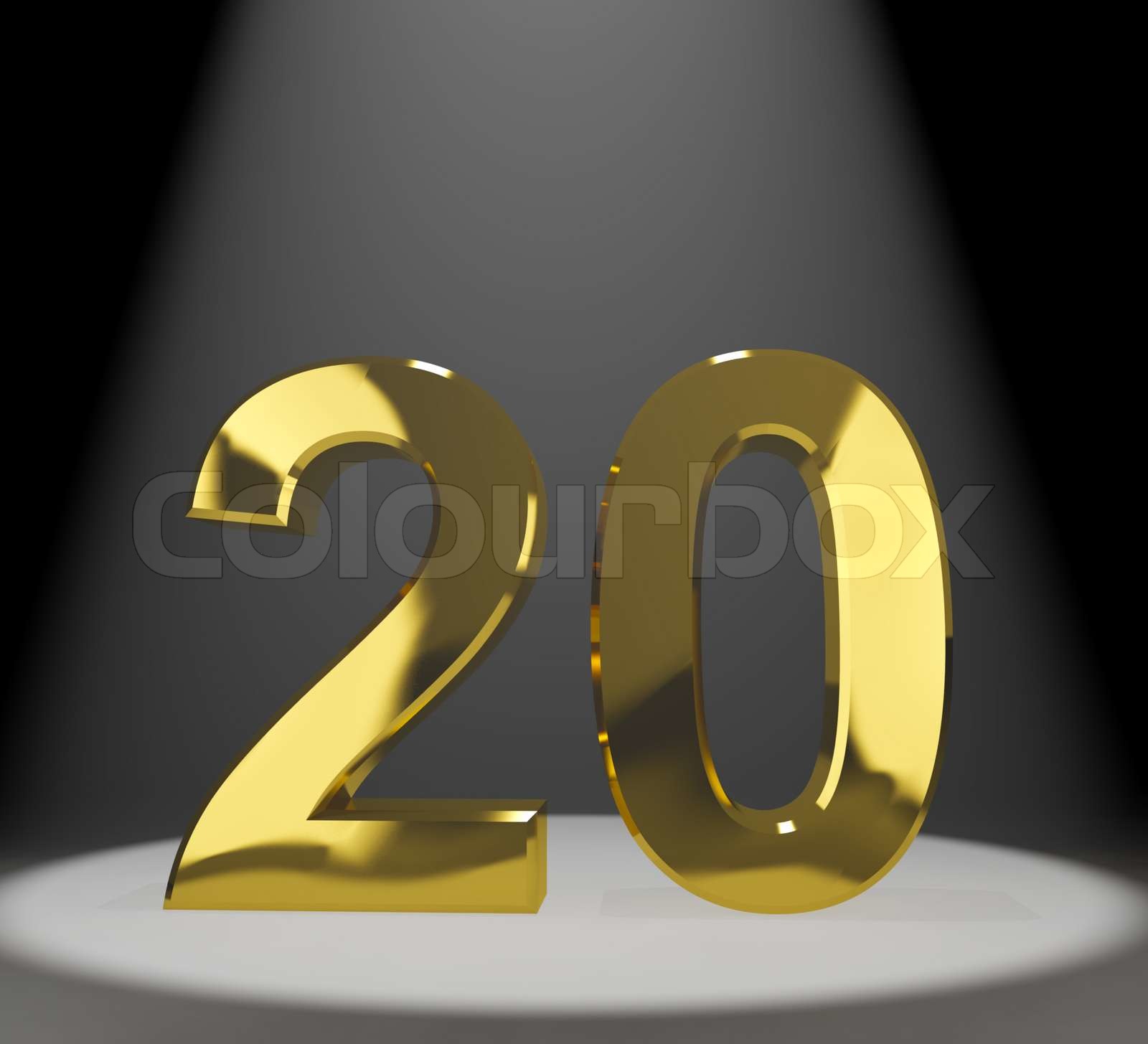 Gold 20. oder zwanzig 3d Zahl darstellt, Jubiläum oder Geburtstag ...