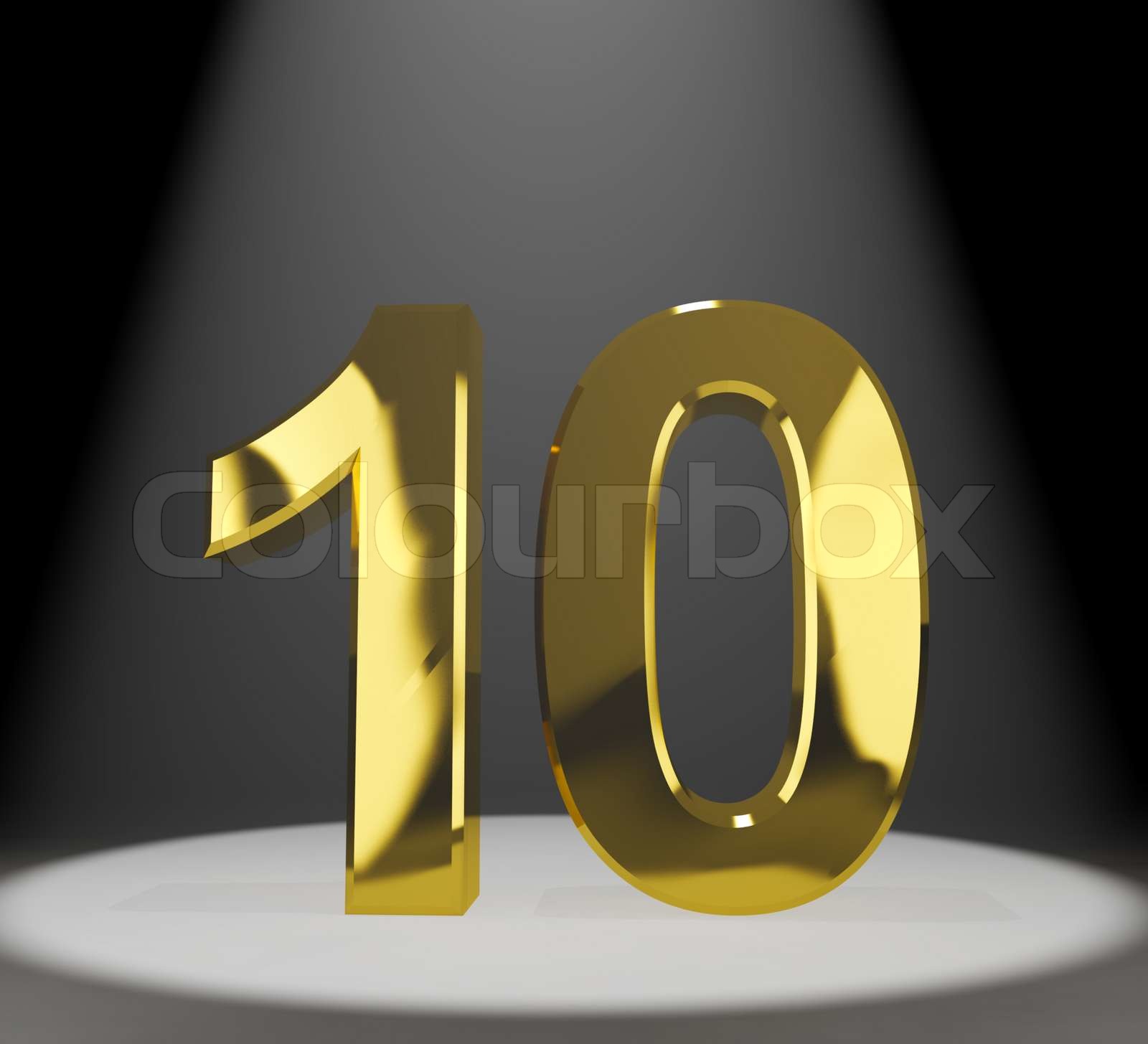 Gold 10. 3d Anzahl Closeup zeigt, Jubiläum oder Geburtstag | Stock Bild ...