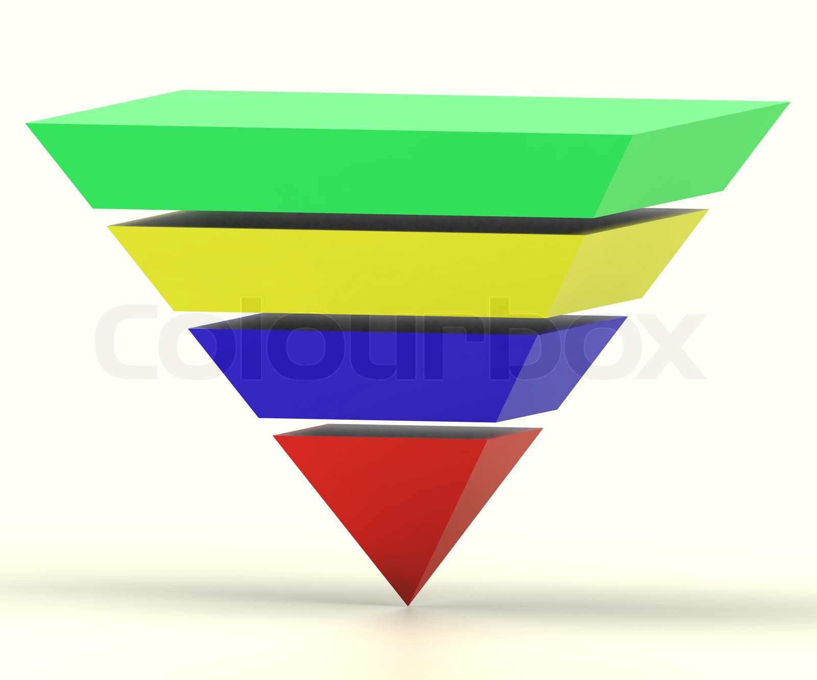 Inverted Pyramid With Segments Shows Hierarchy Or Progress | Stock ...
