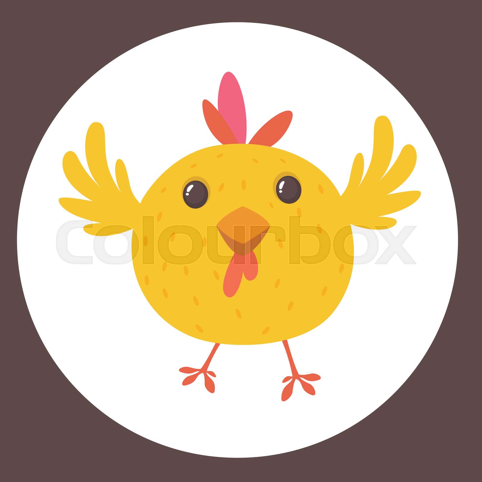 Cute cartoon yellow chicken | Stock vector | Colourbox