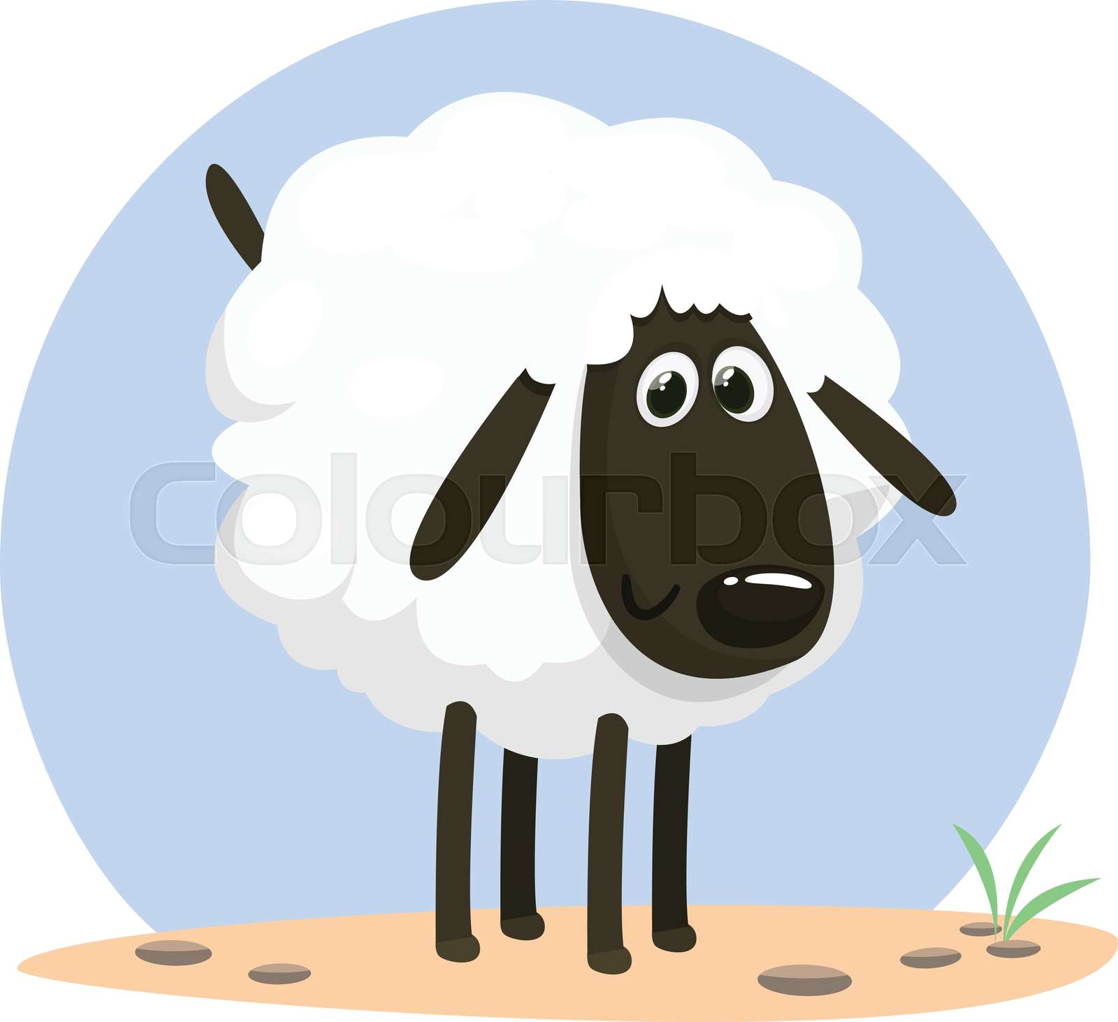 White Sheep Cartoon Character Standing. Vector Illustration | Stock ...