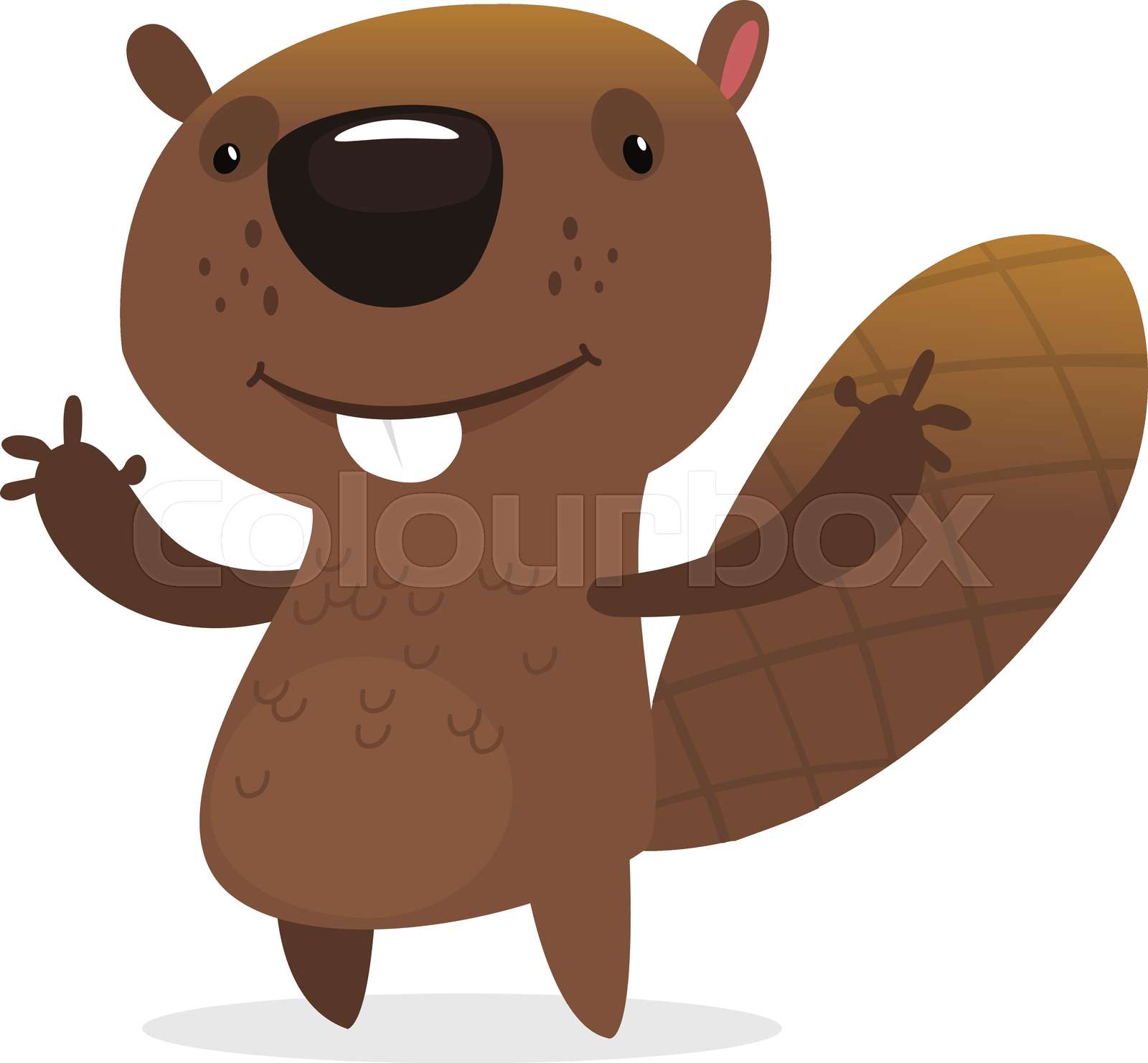 Funny cartoon beaver waving with his hands | Stock vector | Colourbox