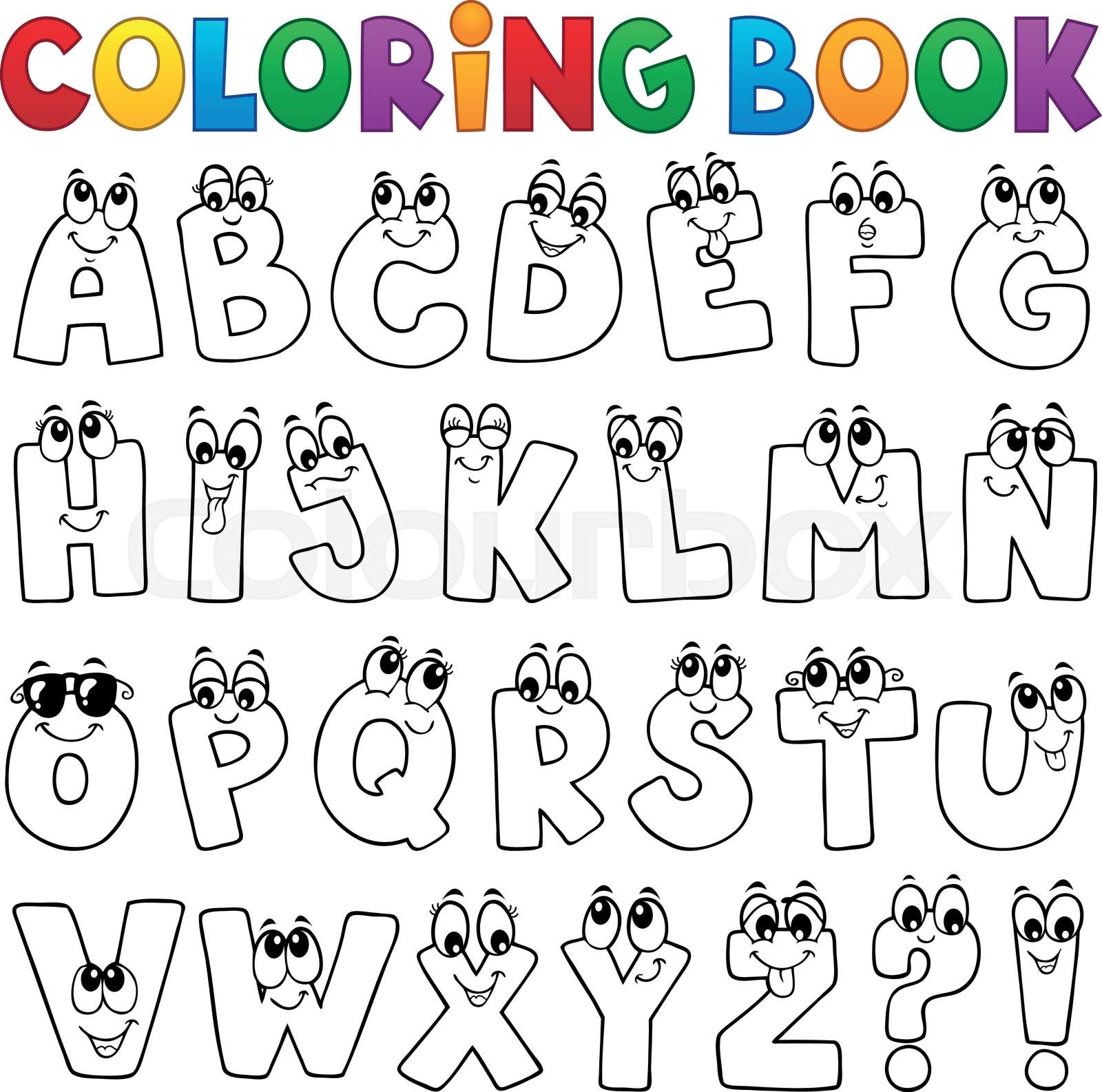 Coloring book cartoon alphabet topic 1 | Stock vector | Colourbox
