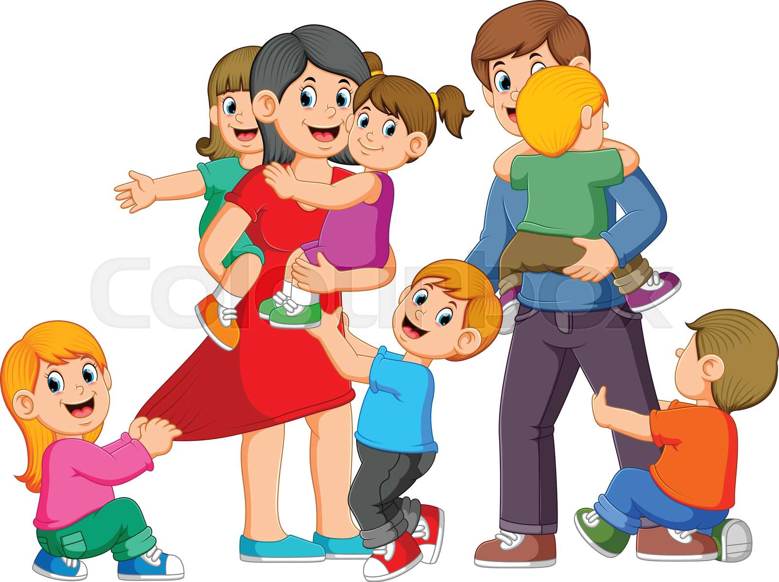 the parents are playing with their children and they are happy | Stock ...