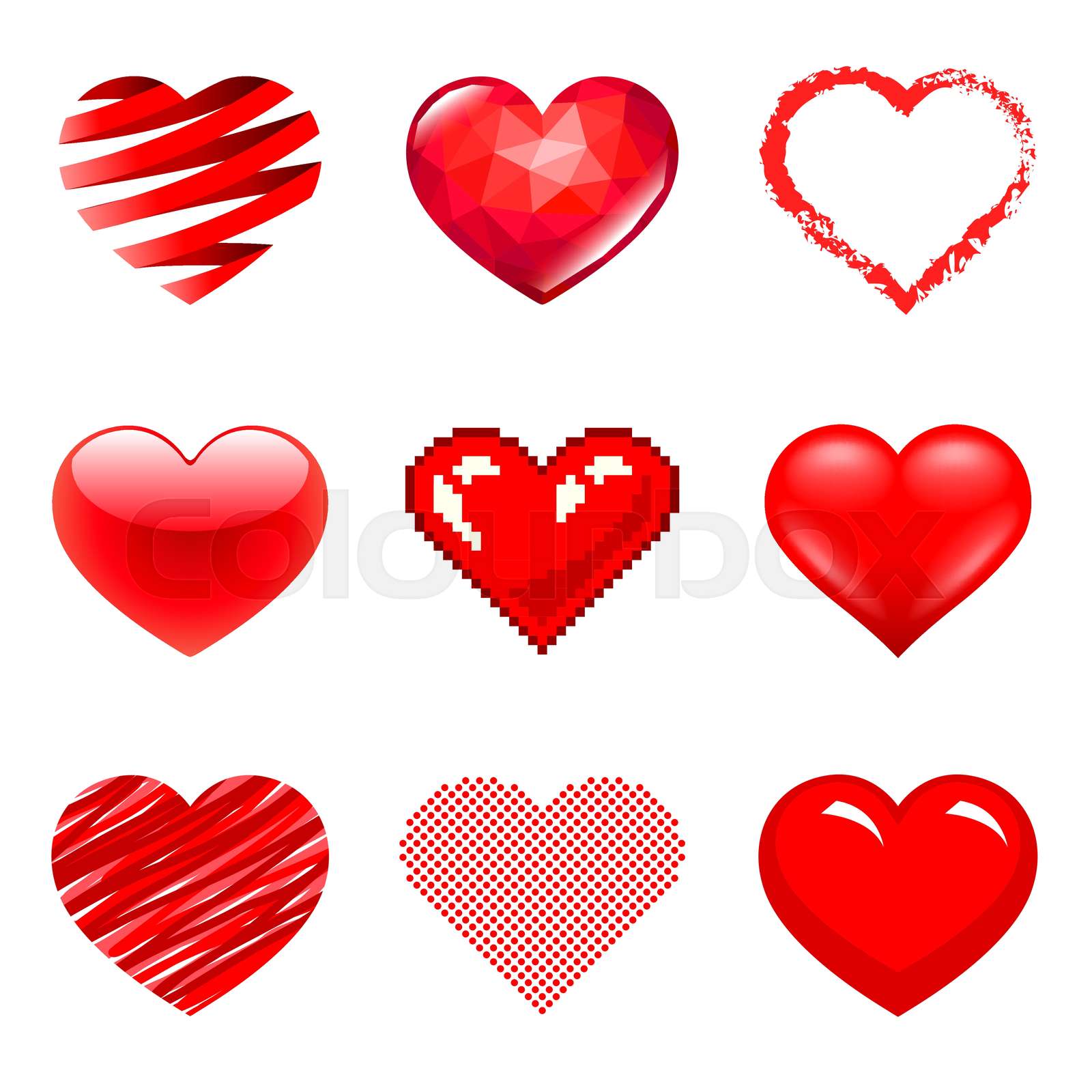 Different hearts icons photo realistic vector set | Stock vector ...