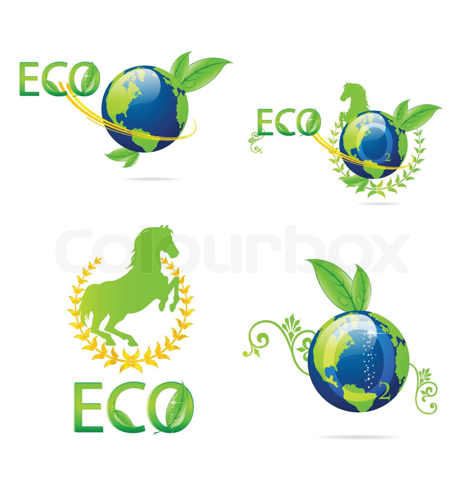 green eco earth sign set on the white | Stock vector | Colourbox