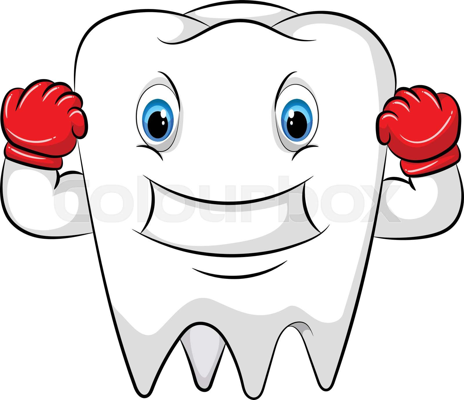 Strong tooth cartoon character with the red gloves | Stock vector ...