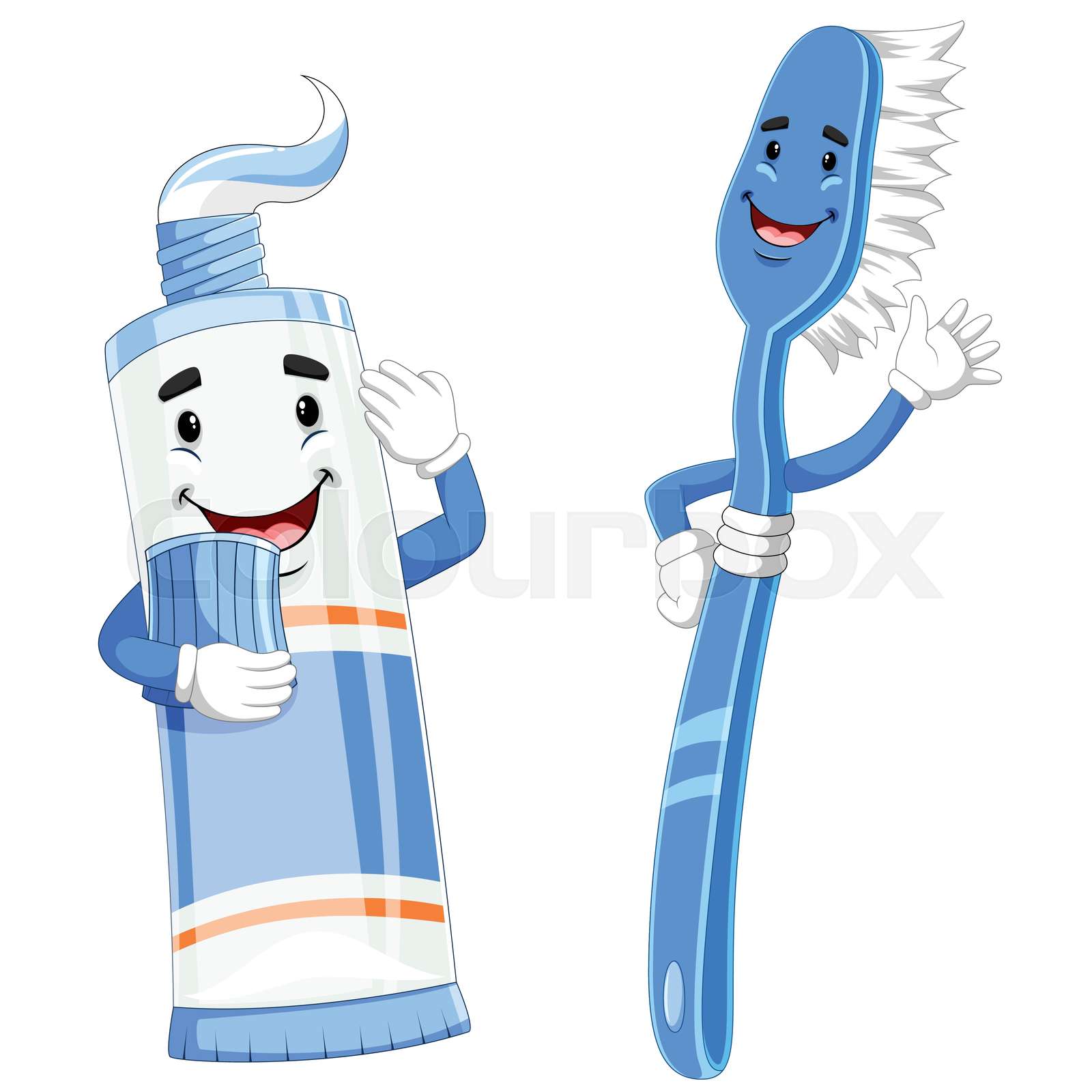 toothbrush and toothpaste character are smiling with the happy face ...