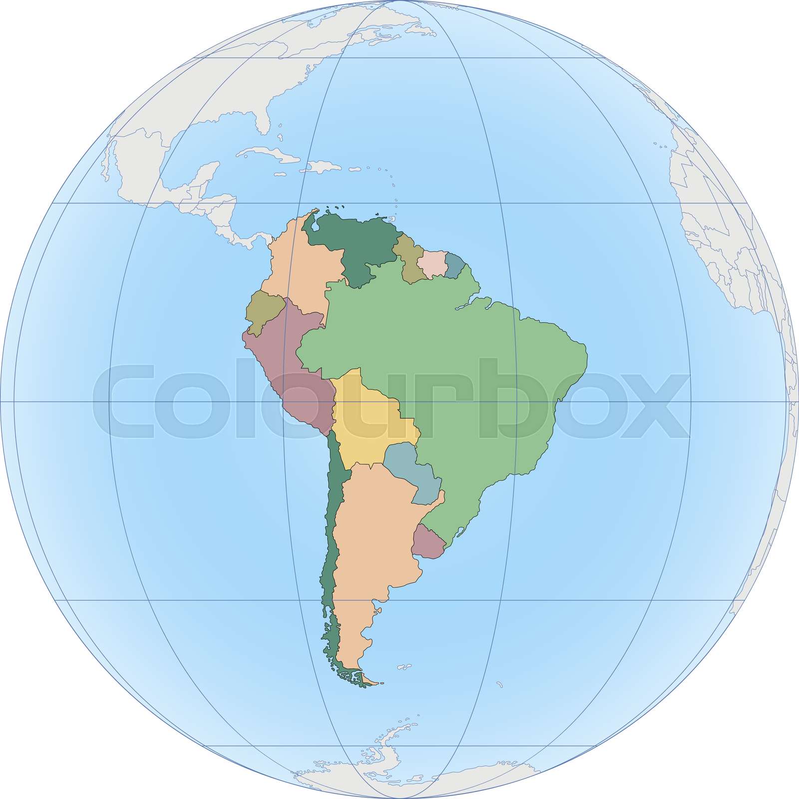 South America continent is divided by country | Stock vector | Colourbox