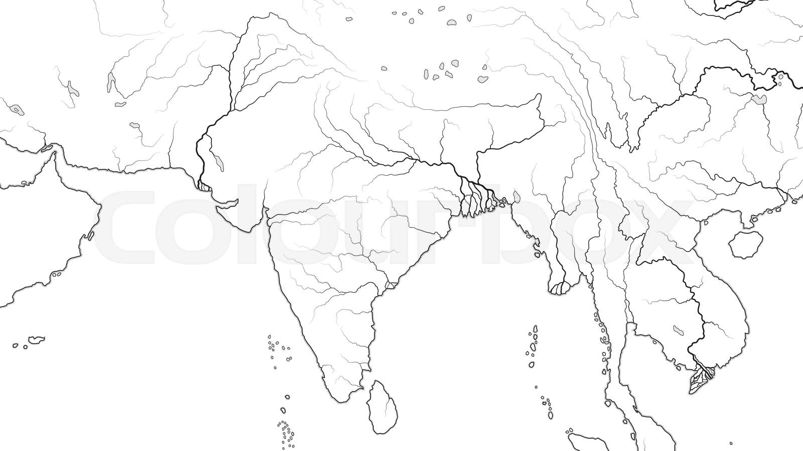 World Map of SOUTH ASIA REGION and INDIA SUBCONTINENT: Pakistan, India ...