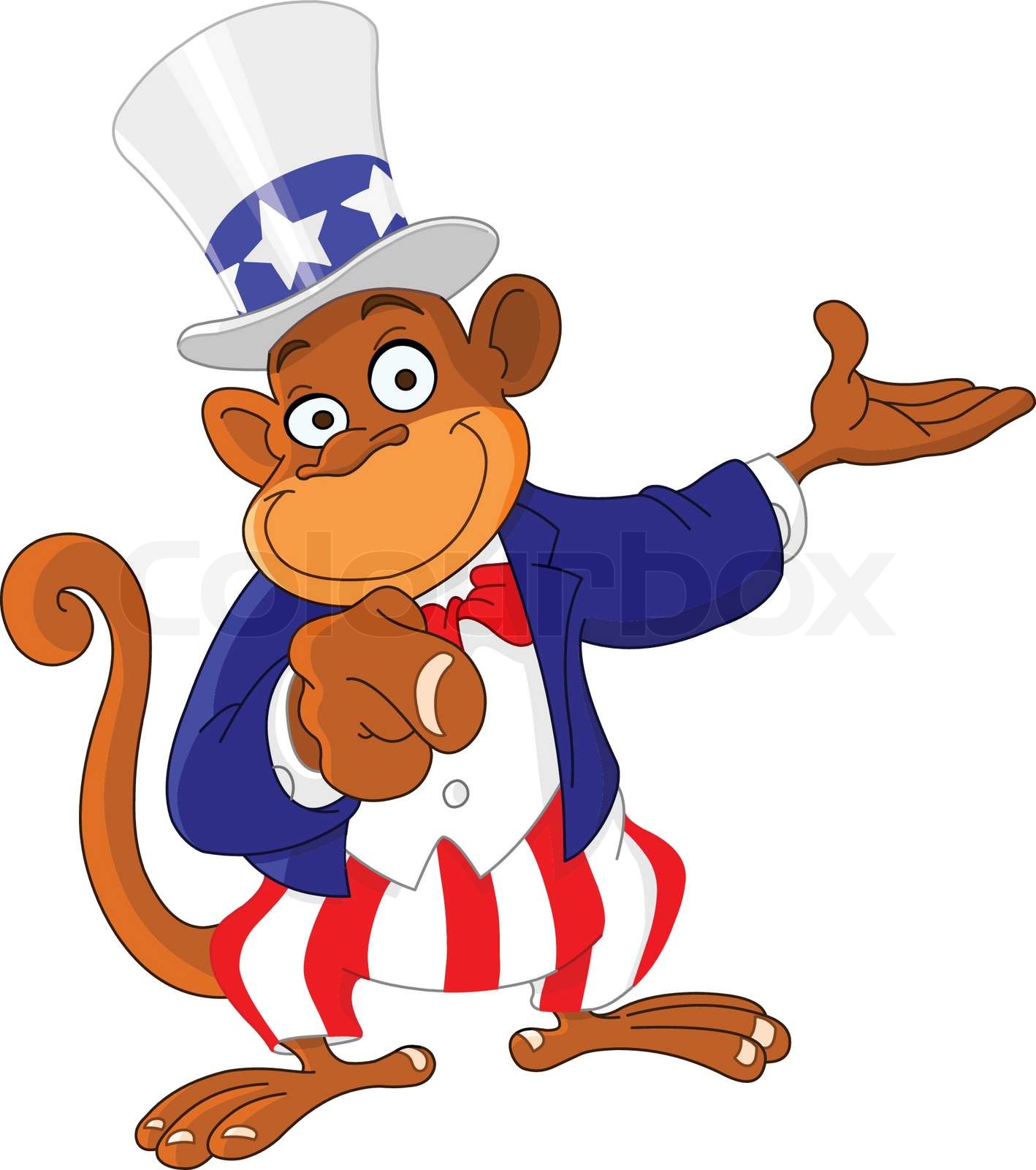 Pointing monkey dressed as Uncle Sam icon I want you | Stock vector ...