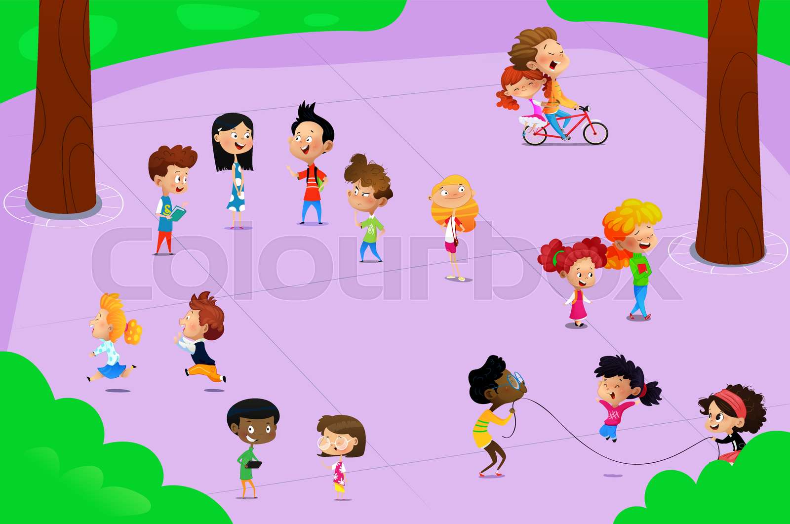 Cartoon children playing in the playground. Vector | Stock vector ...