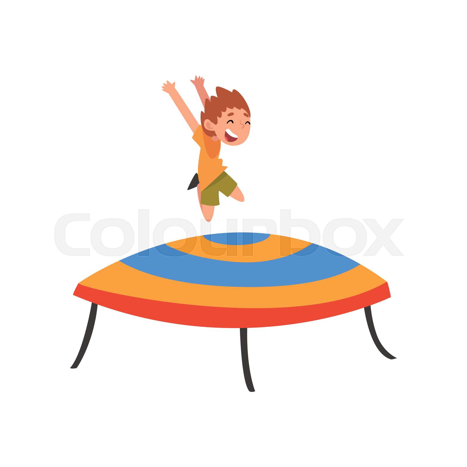 Cute Boy Jumping on Trampoline, Happy Little Kid Bouncing and Having ...