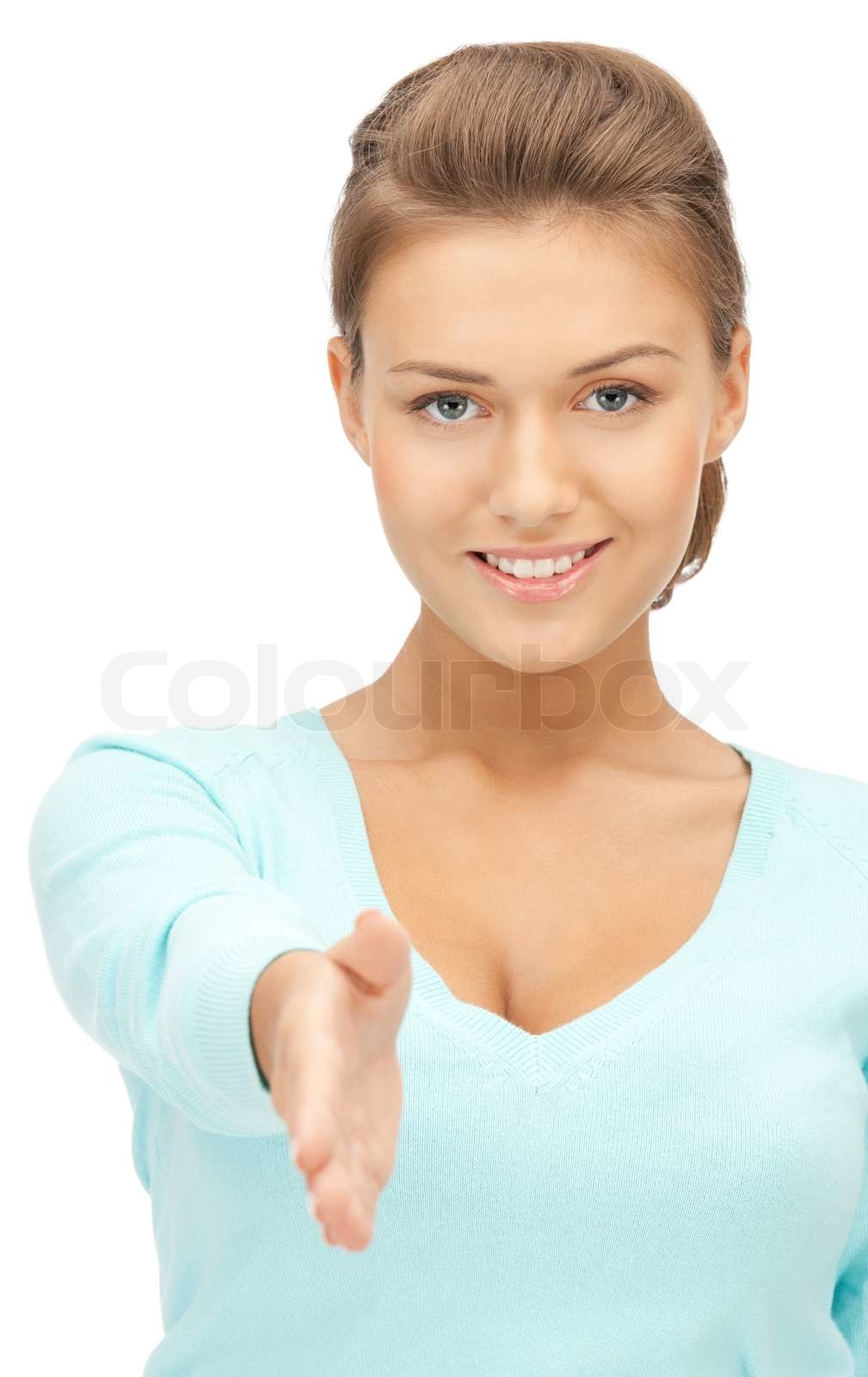 woman with an open hand ready for handshake | Stock image | Colourbox