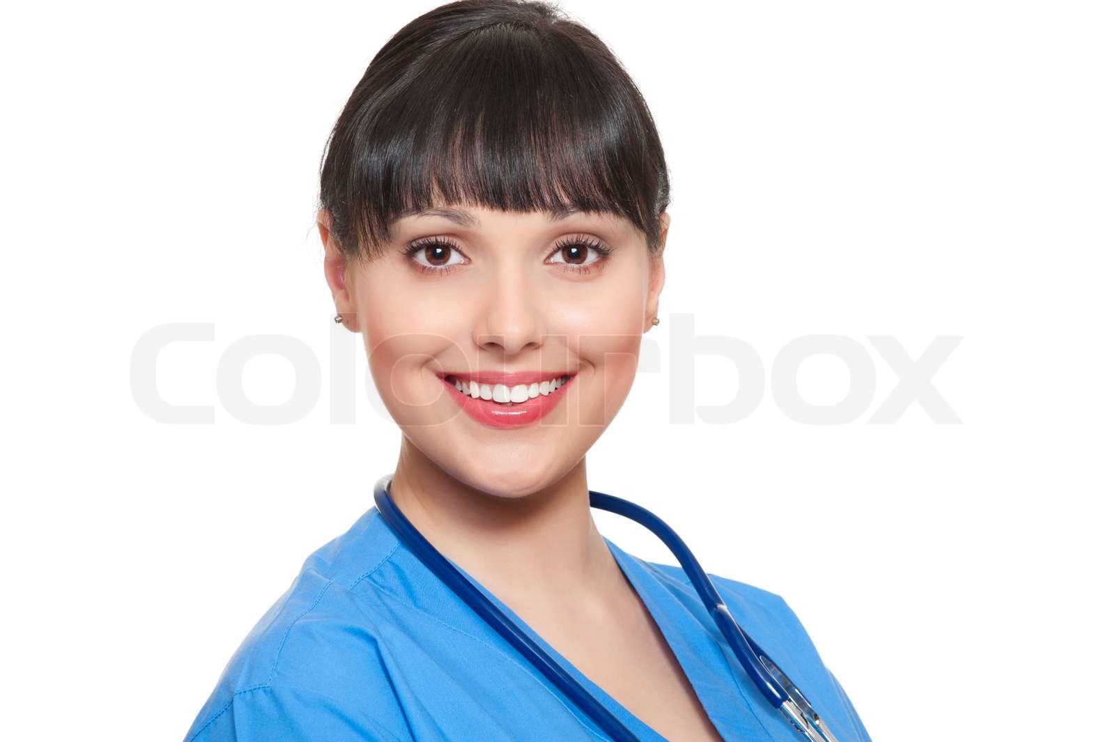 nurse in blue uniform isolated on white | Stock image | Colourbox
