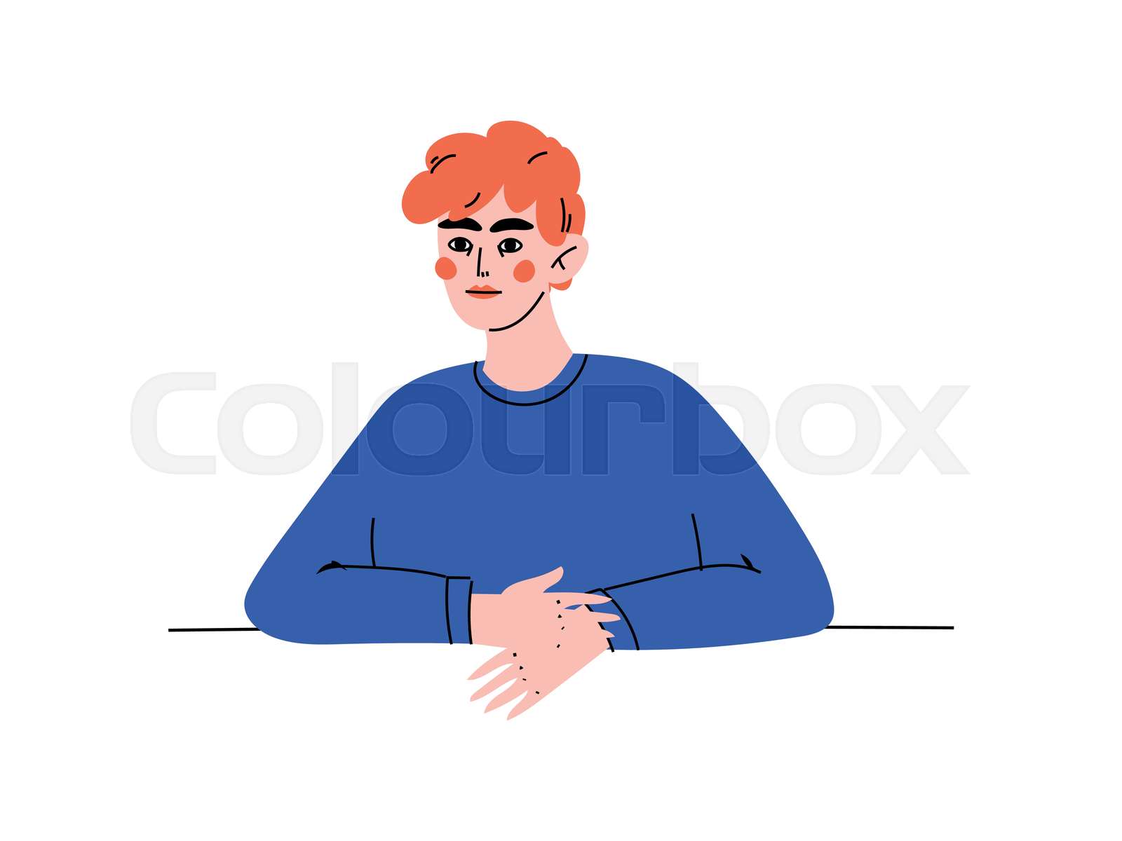 Young Man Looking Out From Behind Wall Vector Illustration | Stock ...
