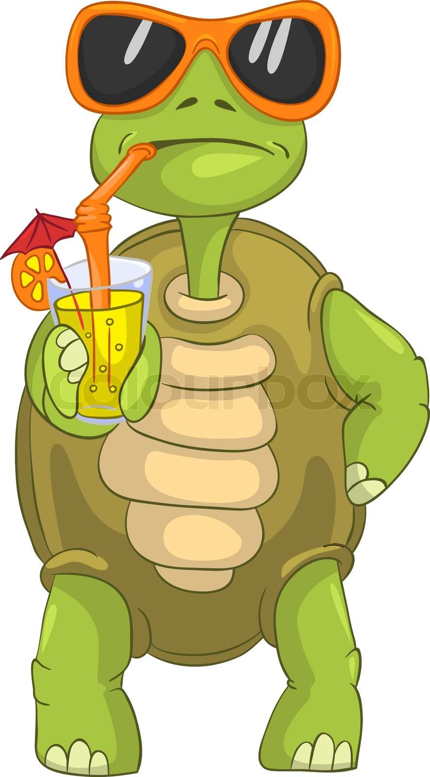 Funny Turtle Drinking Cocktail | Stock vector | Colourbox