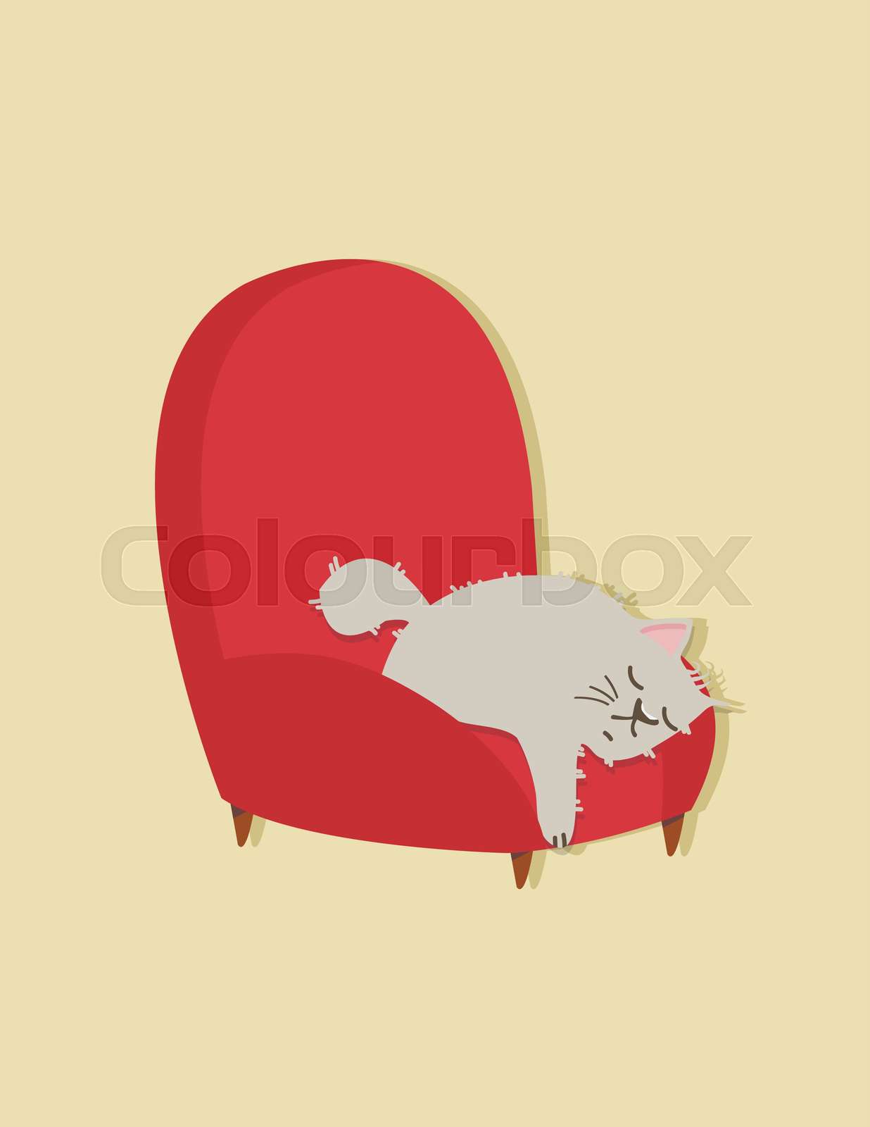 cat sleep on sof | Stock vector | Colourbox
