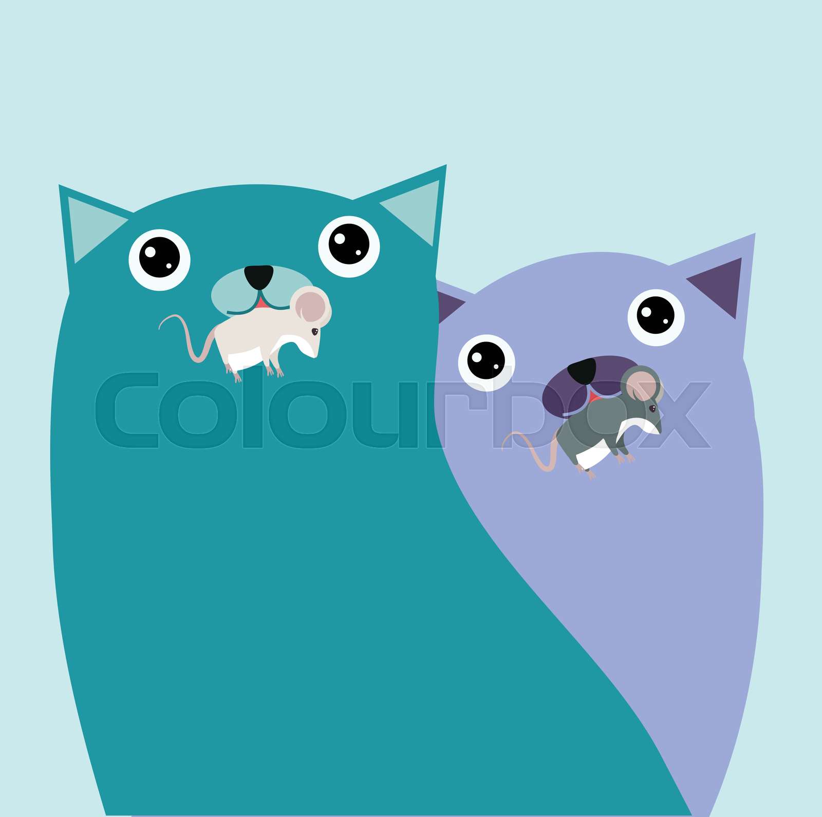 couple cat with rats | Stock vector | Colourbox