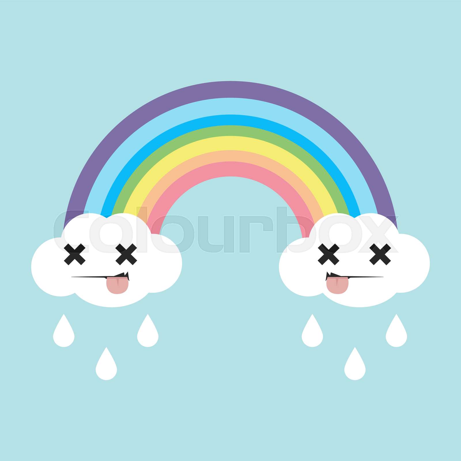 Cute Pastel rainbow cartoon | Stock vector | Colourbox