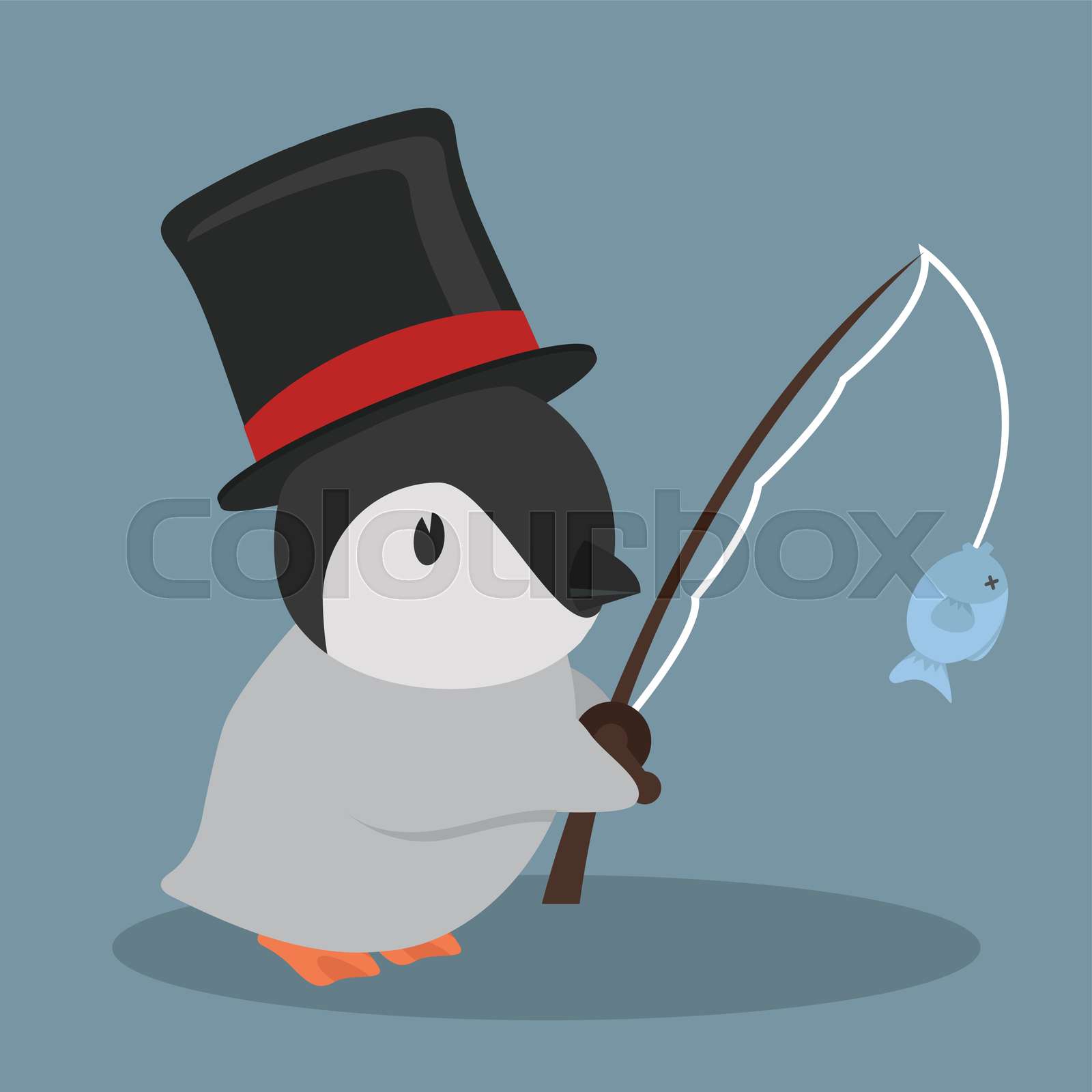 Cute penguin fishing vector | Stock vector | Colourbox