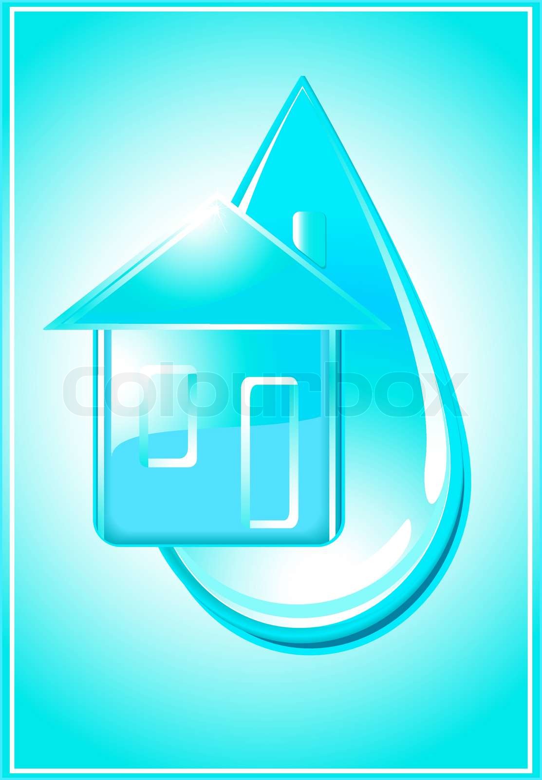 house and water drop | Stock vector | Colourbox