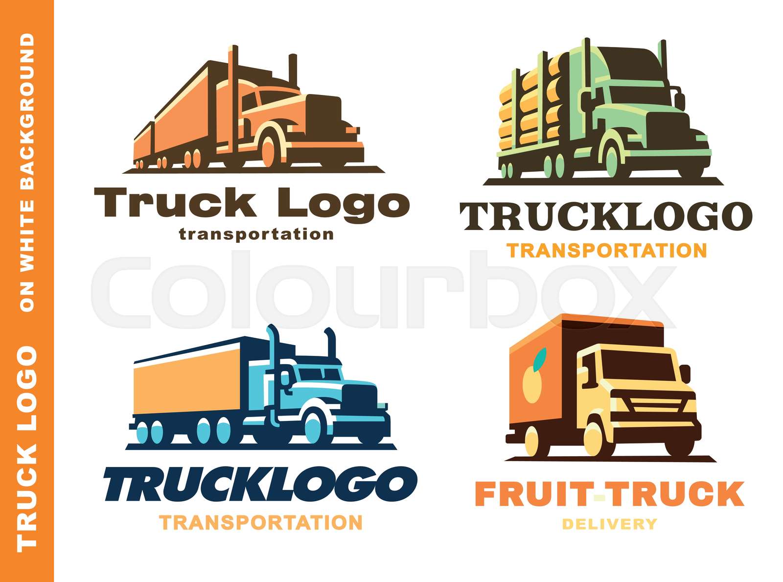 Logo set with truck and trailer | Stock vector | Colourbox