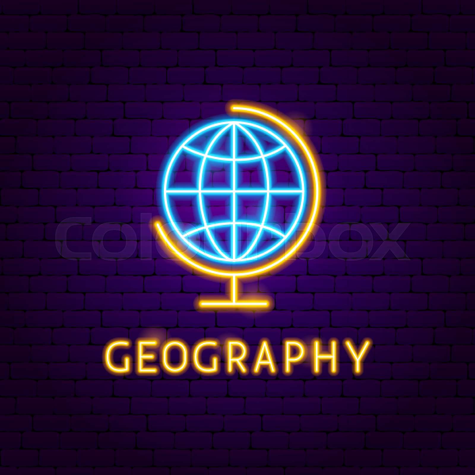 Geography Neon Label | Stock vector | Colourbox