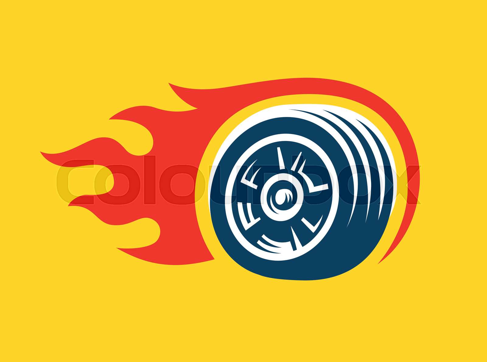 Wheel logo. Fast speed with a fiery trail | Stock vector | Colourbox