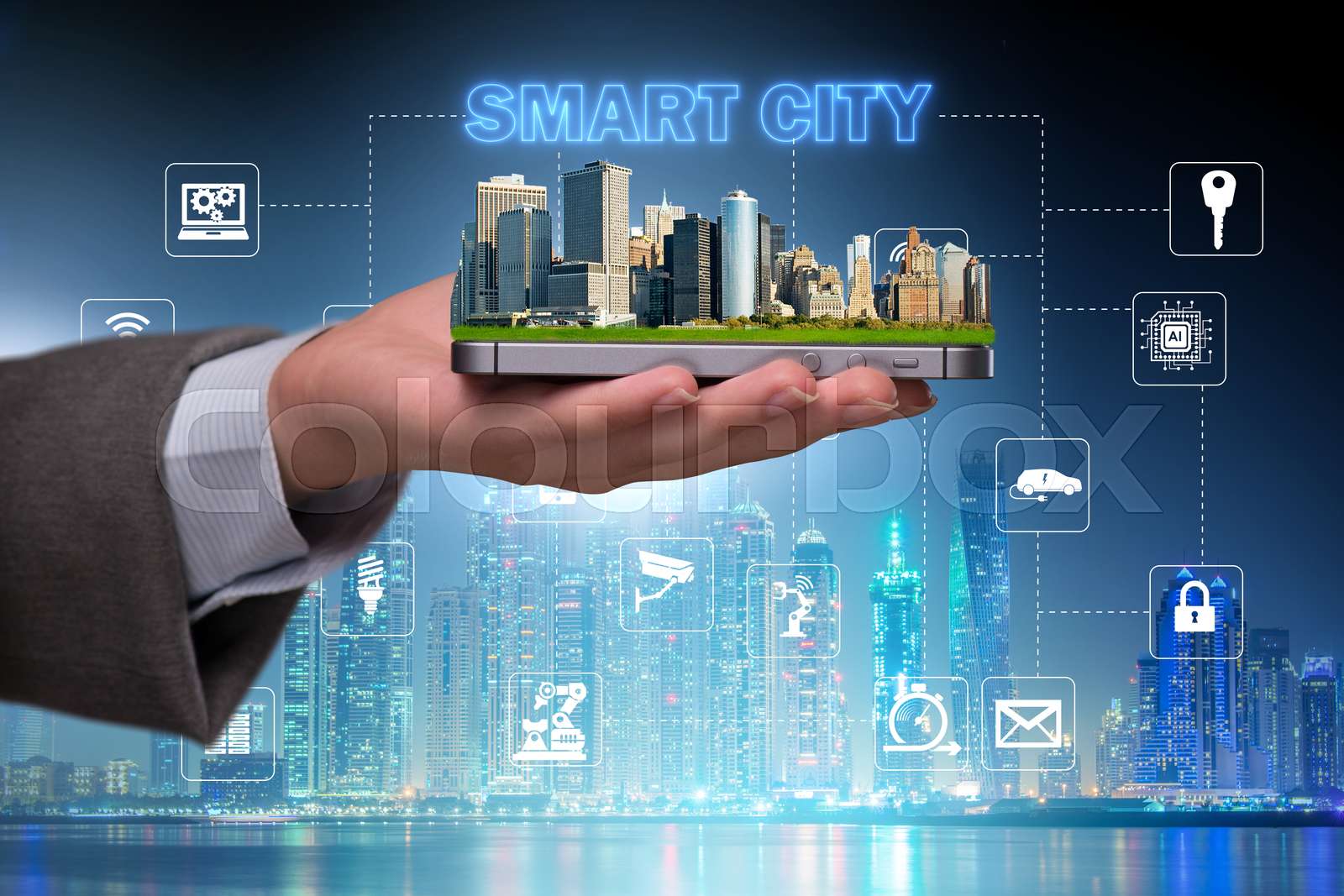 Smart city in innovation concept | Stock image | Colourbox
