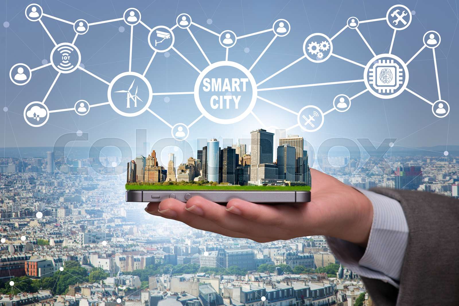 Smart city in innovation concept | Stock image | Colourbox