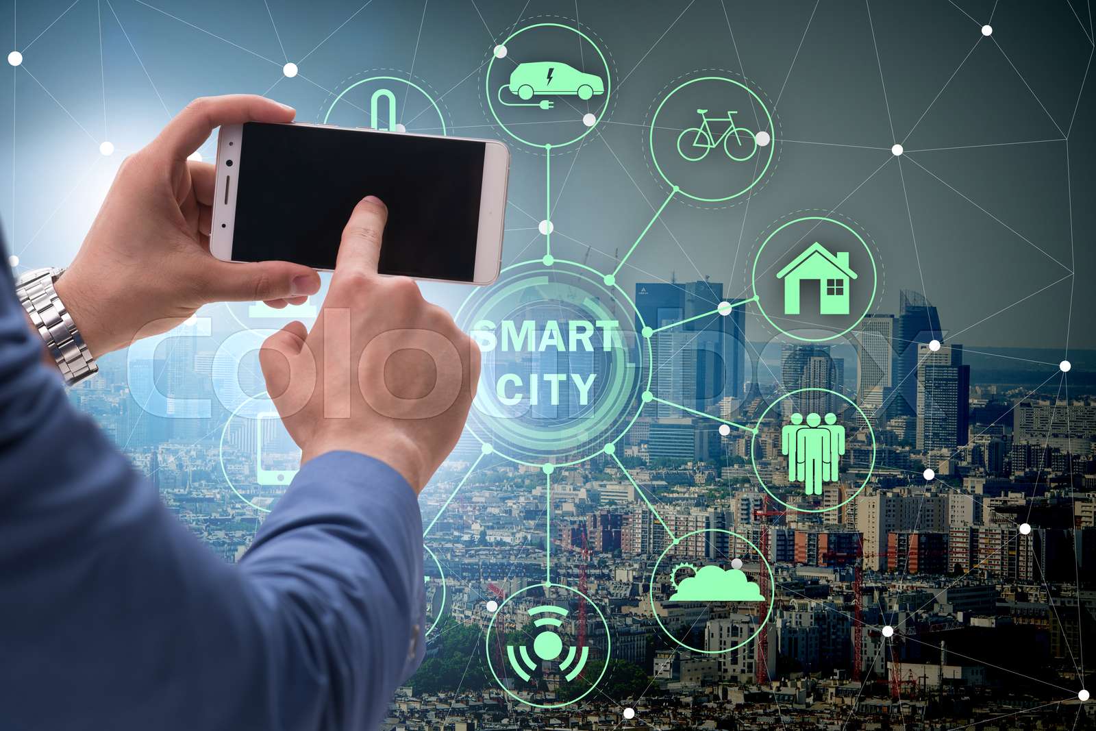 Smart city in innovation concept | Stock image | Colourbox