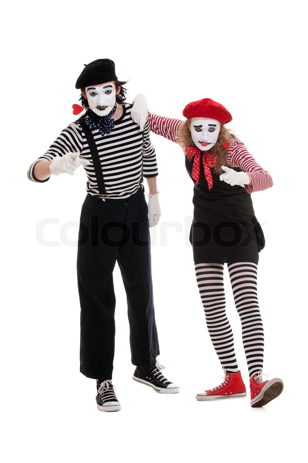 portrait of mimes in striped costumes | Stock image | Colourbox
