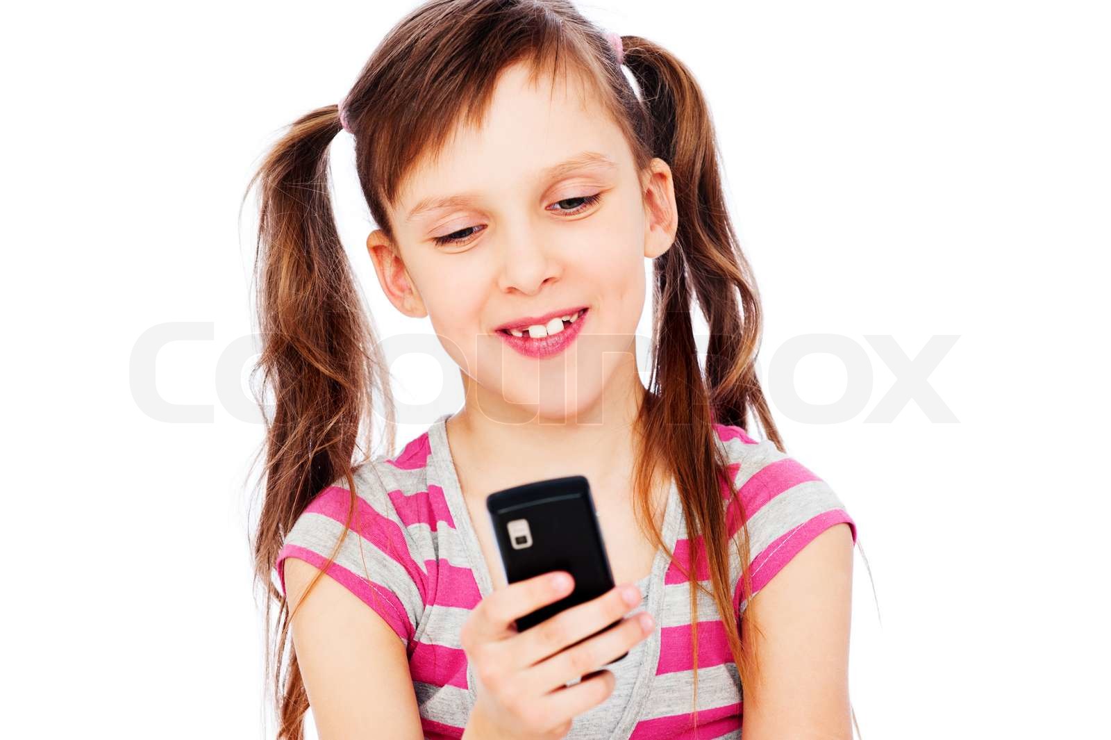 Smiley Mädchen mit Handy | Stock Bild | Colourbox